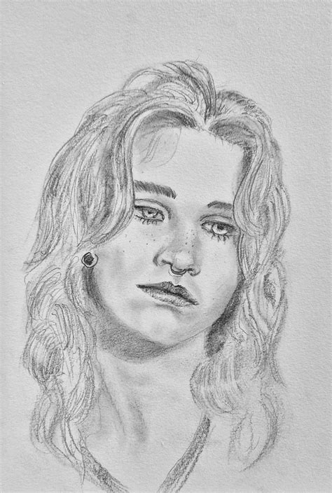 Portrait Drawing Of A Serious Looking Young Girl Photo Reference From R