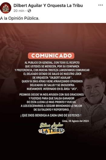 Dilbert Aguilar Sufrió Recaída En Su Salud Y Es Internado En Uci Fuerzas Para Que Salga