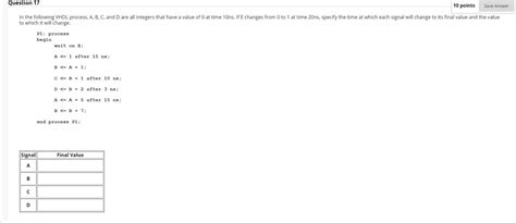 Solved Question 17 10 Points Save Answer In The Following