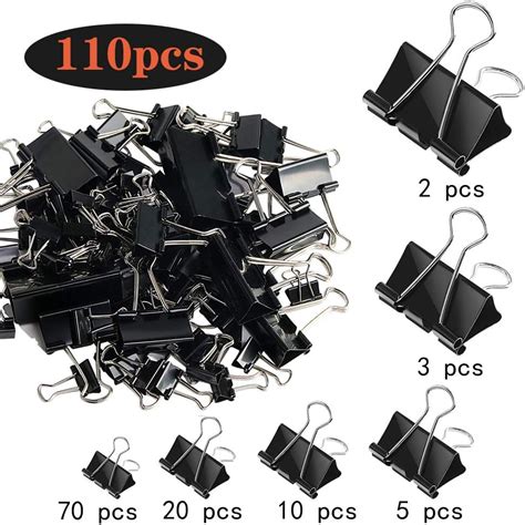 Sannix 110 Pcs Binder Clips Assorted Sizes X Large Large Medium