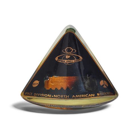 Bonhams Apollo 8 Flown Heat Shield Plug Encased In Command Module Form Lucite Ablative Heat