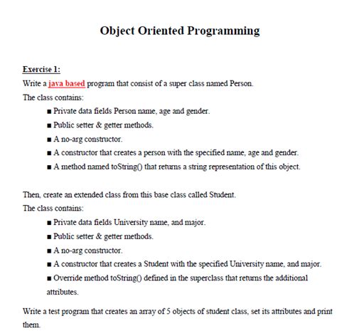 Solved Object Oriented Programming Exercise 1 Write A Java