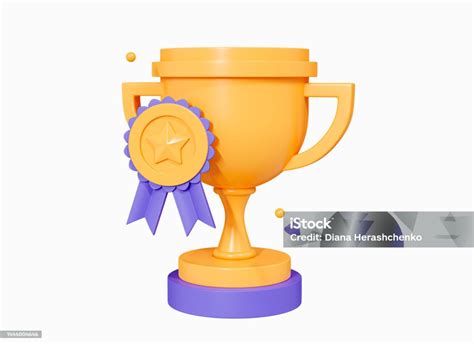 리본이 있는 3d 골드 트로피 및 메달 스포츠 보상 개념입니다 품질 보증 상금과 골든 컵으로 우승자 첫 번째 장소 흰색 배경에 격리된 만화 창조적인 디자인 아이콘 3d