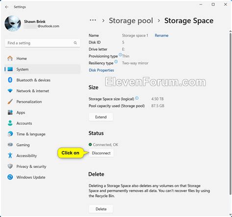 Connect Or Disconnect Storage Spaces In Storage Pool In Windows 11