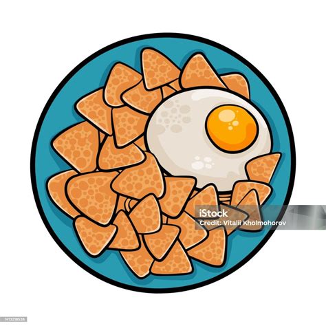 튀긴 계란 닭고기 및 매운 소스를 곁들인 멕시코 녹색 칠라퀼 멕시코의 전통적인 아침 식사 0명에 대한 스톡 벡터 아트 및 기타 이미지 Istock
