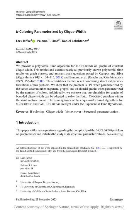 PDF B Coloring Parameterized By Clique Width