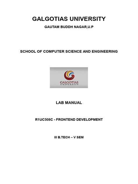 Lab Manual Frontend Pdf World Wide Web Internet And Web