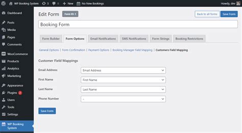 Customers Field Mapping Wp Booking System