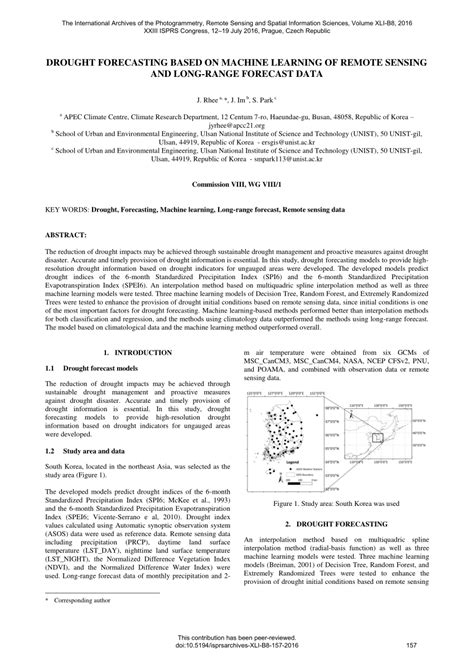 Pdf Drought Forecasting Based On Machine Learning Of Remote Sensing And Long Range Forecast Data