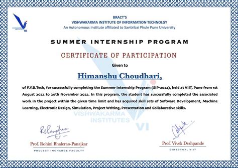 Himanshu Chaudhari On Linkedin Reflecting On My Viit Pune Summer Internship Experience Hello