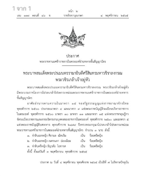 โปรดเกล้าฯ พระราชทานยศขรก ในพระองค์ แก่ “7 นายทหารหญิง” ได้เลื่อนยศสูงขึ้น