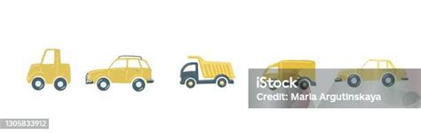 노란색 자동차 플랫 간단한 만화 스타일의 손 그림을 설정합니다 벡터 일러스트레이션 0명에 대한 스톡 벡터 아트 및 기타 이미지 0명 개체 그룹 건설 산업 Istock