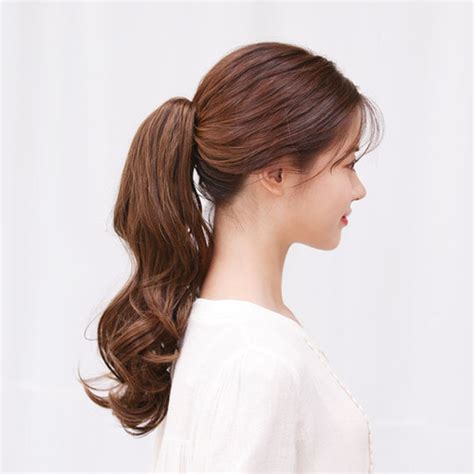 집게핀 포니테일 부분 가발 세미 롱 레이어드 펌