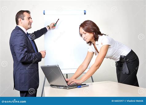 Man Giving A Presentation On A Flip Chart Stock Image Image Of