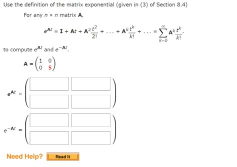 solved use the definition of the matrix exponential given