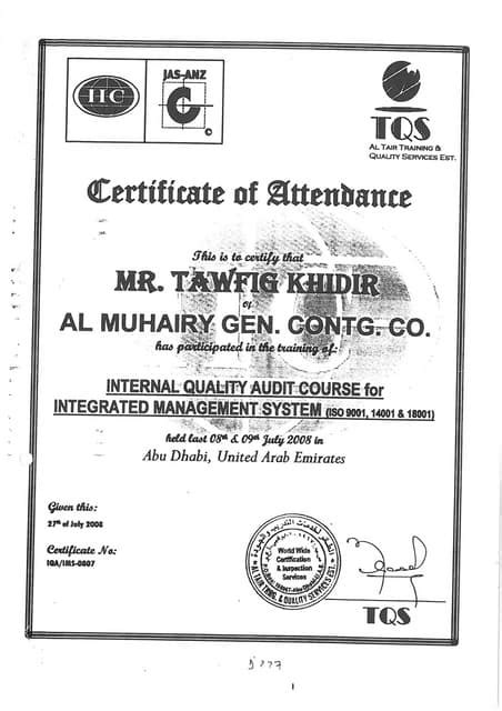 Internal Quality Audit Course Pdf Educational Assessment Education