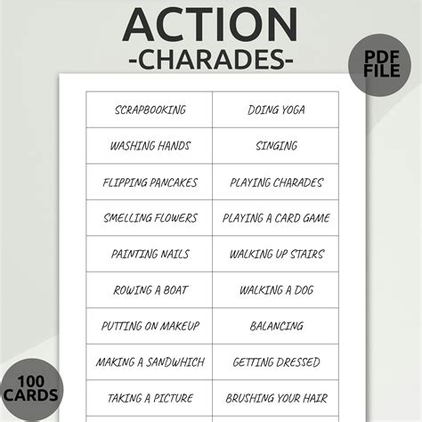 Printable Charades Printable At A Glance