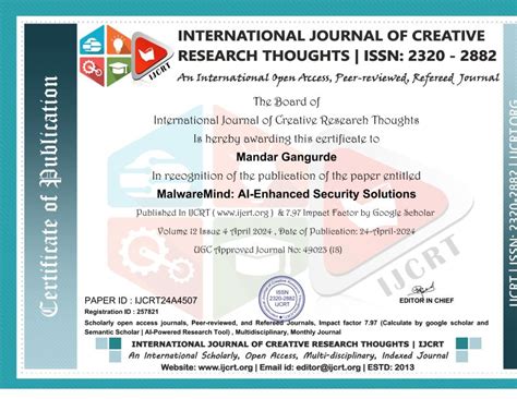 Mandar Gangurde On Linkedin Research Cybersecurity Ai Malwaremind Teamwork Innovation