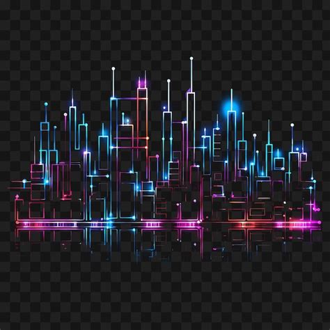 Premium Psd Psd Of Neon City Grid Borderline Design Neon Lines Style