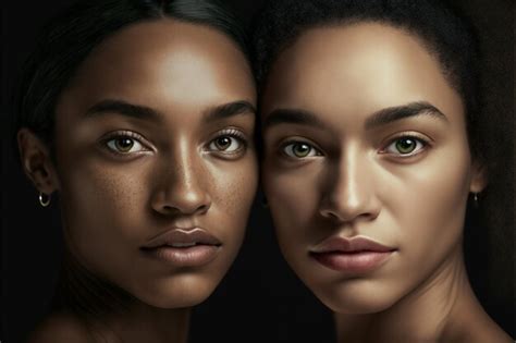 Premium Ai Image Generative Ai Portrait Two Women Twins Mixed Race Sisters Posing