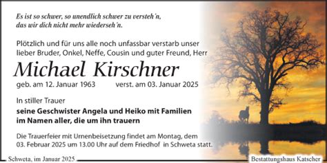 Traueranzeigen Von Michael Kirschner Trauer Anzeigende