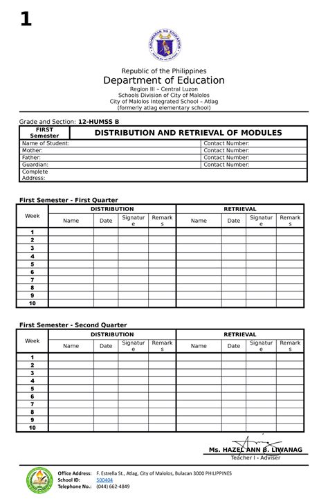 Xdistribution And Retrieval Form Republic Of The Philippines