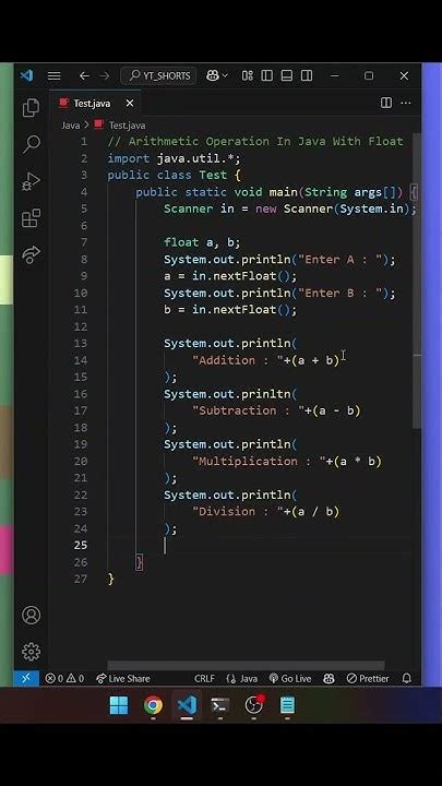 Floating Arithmetic Operation In Java Programming Javaprogramming Programming Shorts