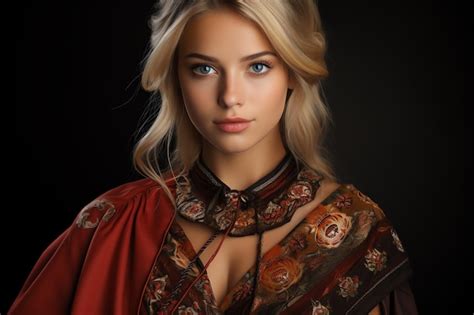 premium ai image swiss blonde female model
