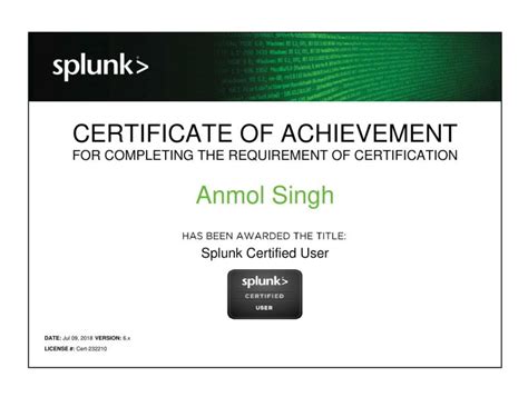 Anmol Singh On Linkedin Officially Certified For Fundamentals I Splunk Certified User 6 X