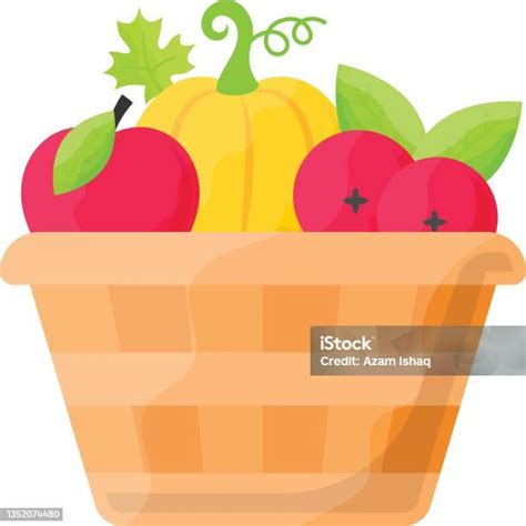 추수 감사절 믹스 과일 바구니 개념 벡터 아이콘 디자인 수확 축제 기호 세속적 인 휴일 기호 종교 및 문화 전통 스톡 일러스트 11월에 대한 스톡 벡터 아트 및 기타 이미지