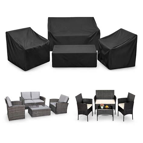 4 Piece Patio Furniture Covers Set Waterproof Heavy Duty Outdoor Garden