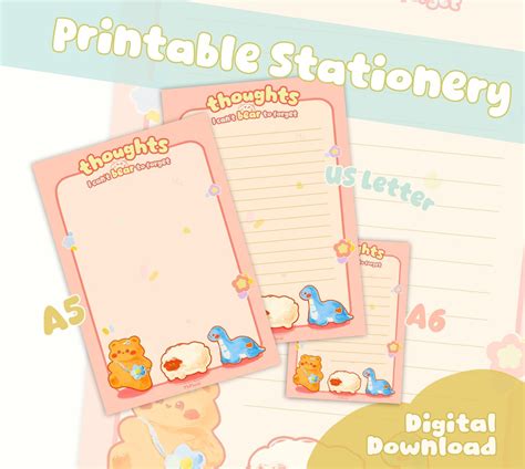 Kawaii Digital Letter Set Printable Stationery Pastel Aesthetic