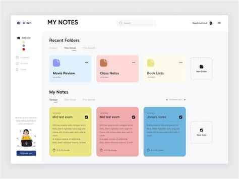 Mino Note Taking App Dashboard Design Template Ui Design Website Web App Design