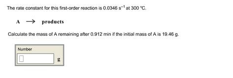 Solved The Rate Constant For This First Order Reaction Is