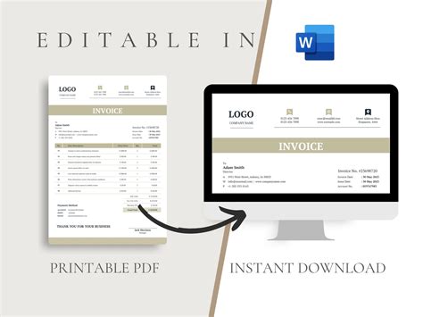 Editable Invoice Template For Google Docs And Word Printable Invoice Template Invoice