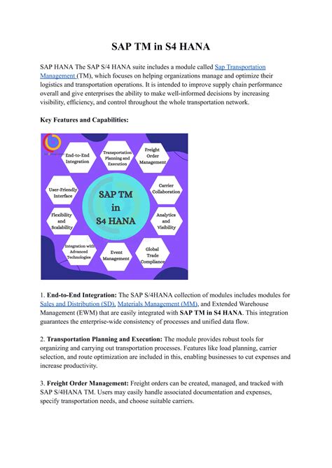 Sap Tm Sap Transportation Management In S4 Hana Pdf
