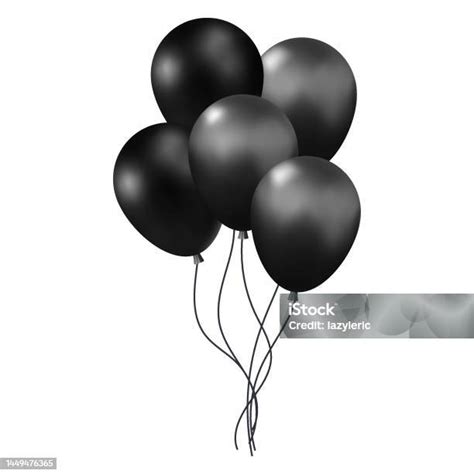 3d 벡터 만화 플라스틱 렌더링 현대 검은 공기 풍선의 무리 생일 축제 휴일 이벤트 장식 요소 디자인 3차원 형태에 대한 스톡 벡터 아트 및 기타 이미지 Istock