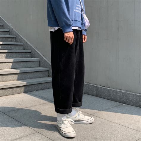 กางเกงขายาวผ้าลูกฟูกทรงหลวมสีม่วงสําหรับผู้ชายผู้หญิง Yuanmengqicheng Th Thaipick