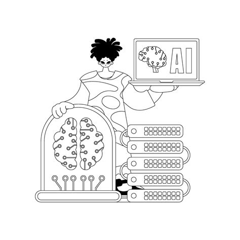 He Holds A Linear Vector AI Model In His Hands Vector Art At Vecteezy