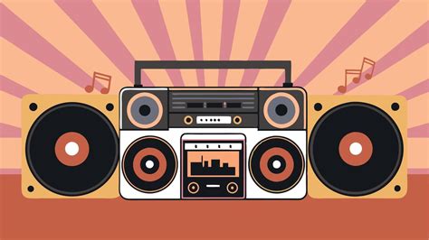 Un Dibujos Animados Imagen De Un Boombox Con Dos Altavoces Y Un Remoto