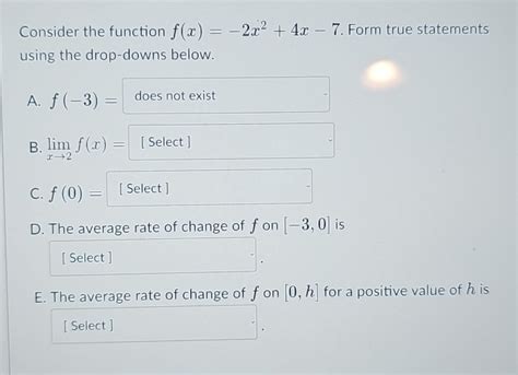 solved consider the function f x 2x2 4x 7 ﻿form true
