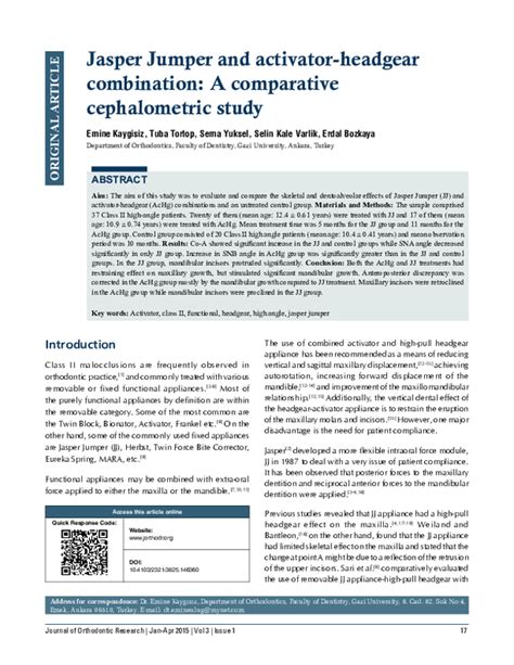 Pdf Jasper Jumper And Activator Headgear Combination A Comparative