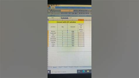 Excel Mein Gst Amount Calculation Kaise Kare Easy Tutorialshorts Youtube