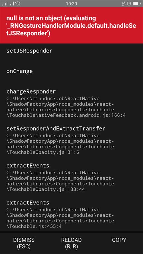 Null Is Not An Object Evaluating RNGestureHandlerModule Default