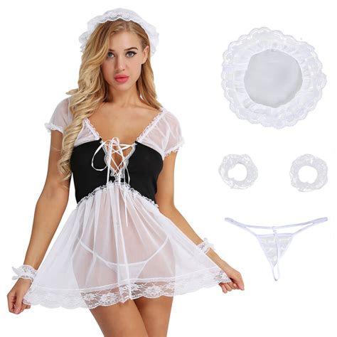 Womens White Wedding Bride Lace Sexy Lingerie Set Babydoll Cosplay Costume Night Ebay