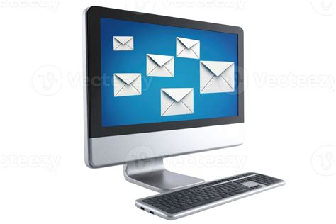 A Sleek Computer Monitor Displays Multiple Email Icons Representing