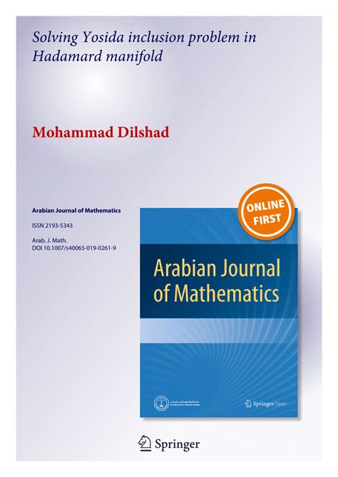 Pdf Solving Yosida Inclusion Problem In Hadamard Manifold