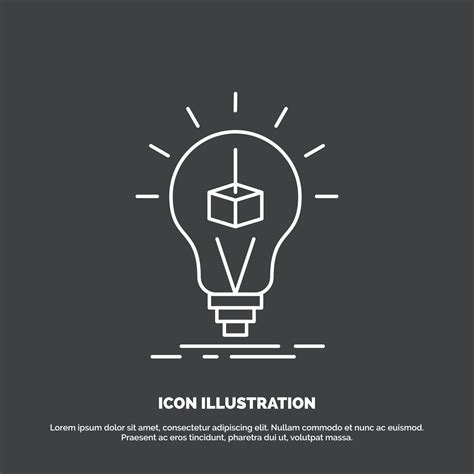 3d Cube Idea Bulb Printing Box Icon Line Vector Symbol For Ui And Ux Website Or Mobile