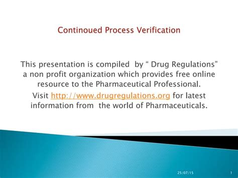 Us Fda Process Validation Stage 3 Continued Process Verification