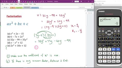 Calculator Guide Factorisation Youtube